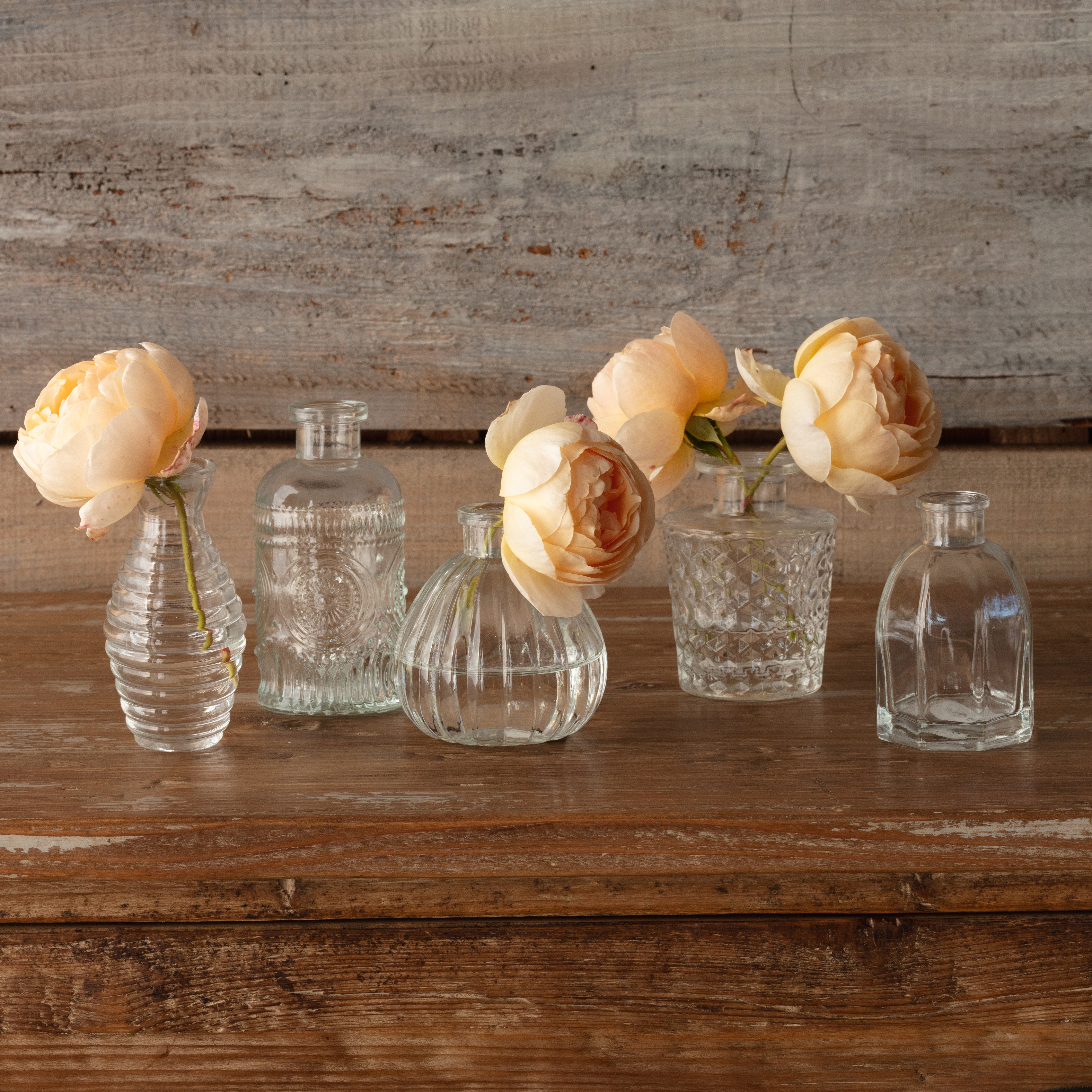 Gathered Perfume Bottle Vases, Set of 5