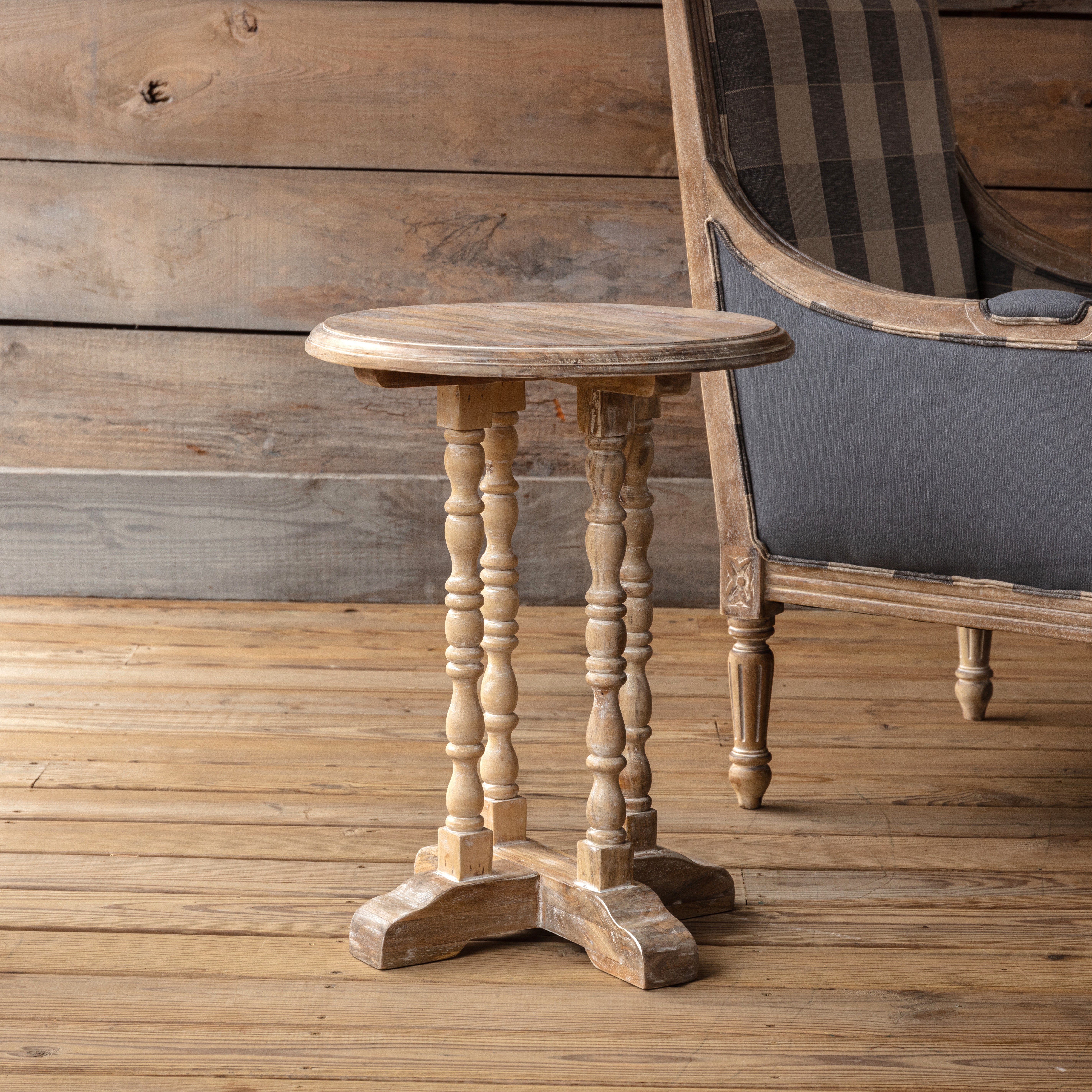 White Washed Spindle Side Table